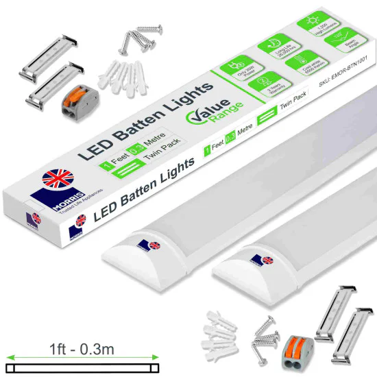 Morris LED Twin Pack 1ft Bathroom Ceiling Lights | LEDfirstChoice.co.uk