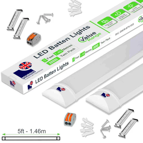 Morris LED Twin 5ft Fluorescent Batten Replacement | LEDfirstChoice.co.uk